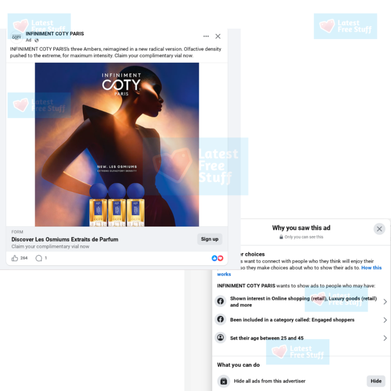 How To Claim A Free Infiniment Coty Paris Perfume | Latest Free Stuff ...